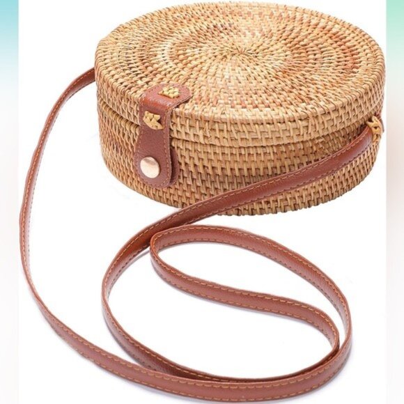 None | Bags | Round Rattan Crossbody Bag New | Poshmark
